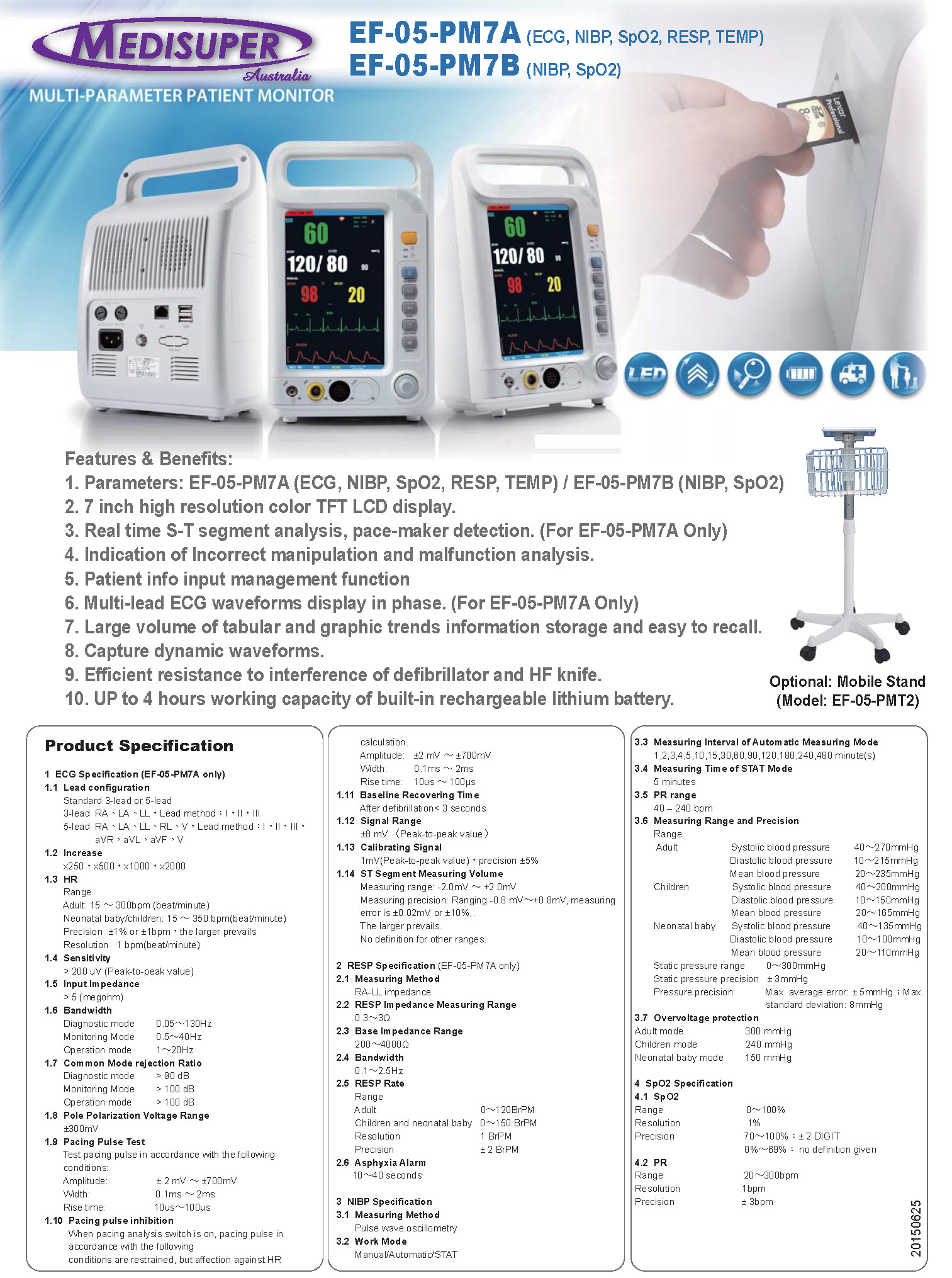 Multi-Parameter Patient Monitor (NIBP, SpO2)